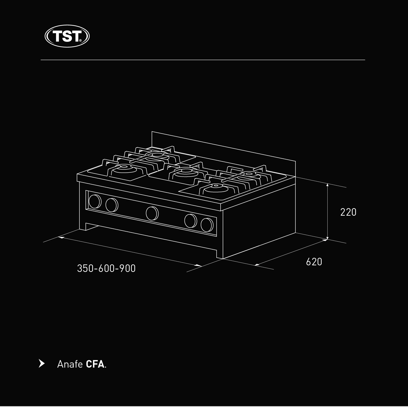 ANAFE SEMI-IDUSTRIAL 35 cm TST – Corda Sanitarios