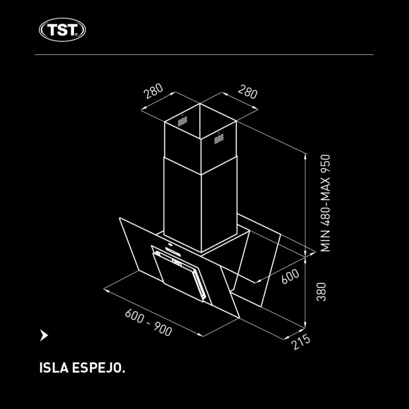 CAMPANA TST Isla Espejo 90-A-3V-CM – Corda Sanitarios